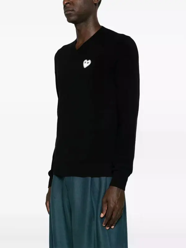 Play Comme Des Garcon Heart-patch Wool Jumper - Black