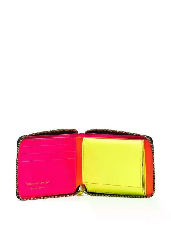 Comme Des Garçons Colour-block Leather Wallet - Orange