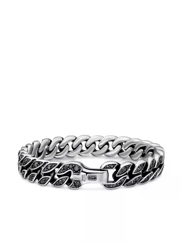 David Yurman Sterling And Black Diamond Curb Chain Bracelet