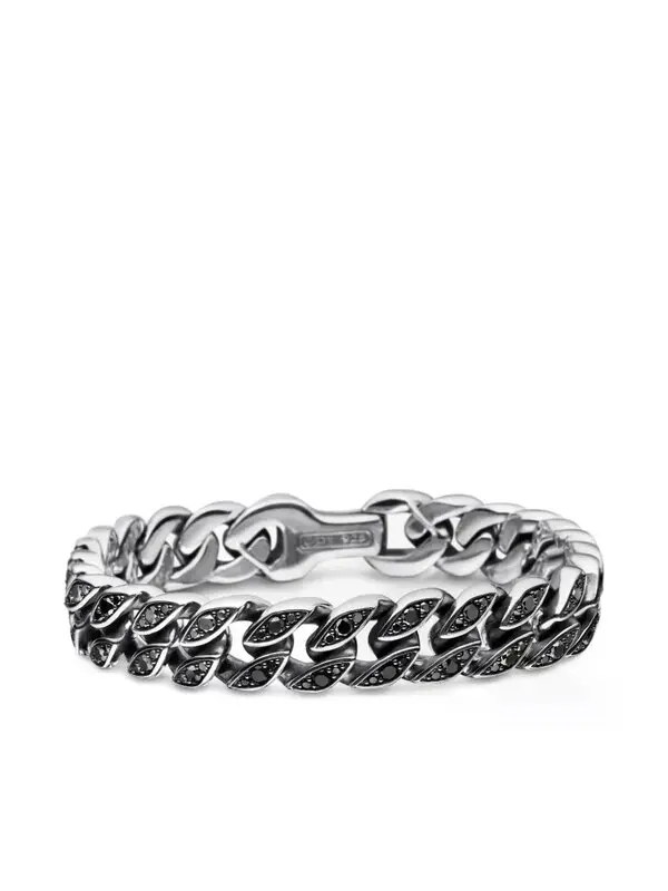 David Yurman Sterling And Black Diamond Curb Chain Bracelet