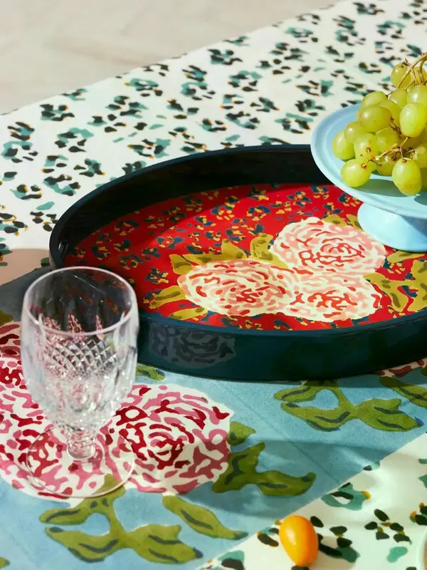 LISA CORTI Leopard Flower Wood Tray