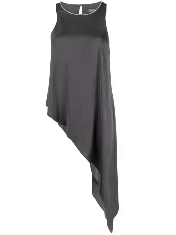 Peserico Sleeveless Asymmetric Hem Blouse - Grey