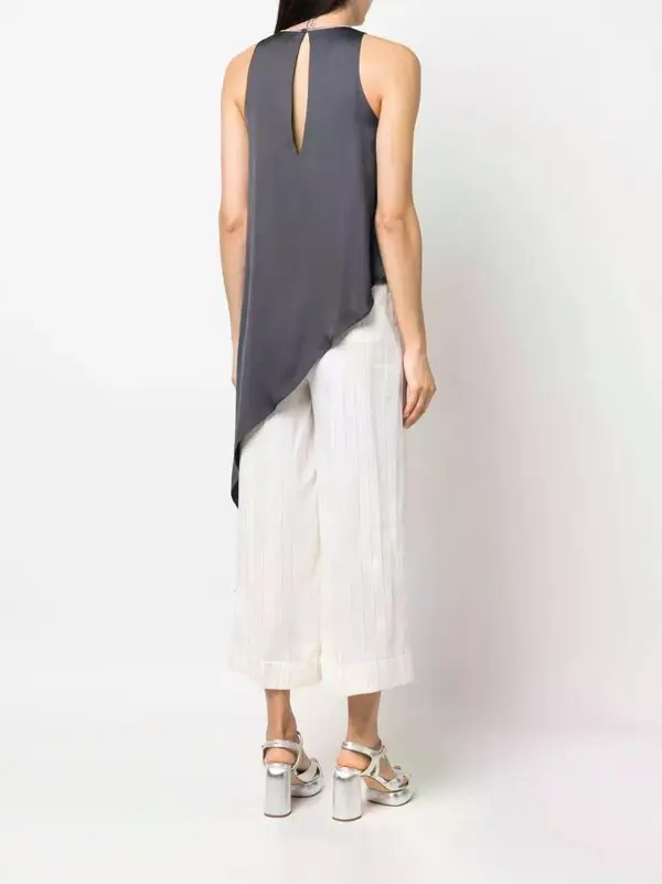 Peserico Sleeveless Asymmetric Hem Blouse - Grey