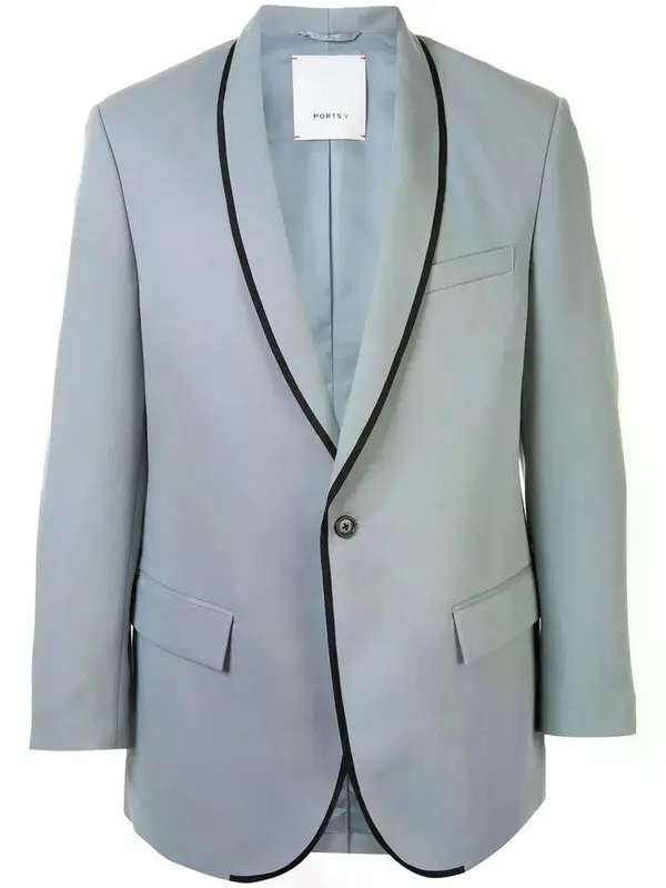PORTS V Shawl-lapel Single-breasted Blazer - Blue