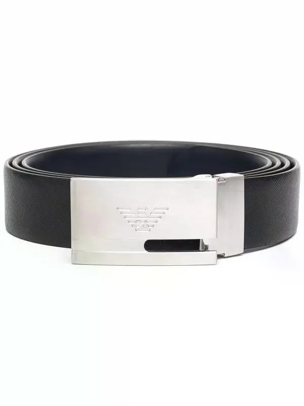 Emporio Armani Logo-buckle Leather Belt - Black