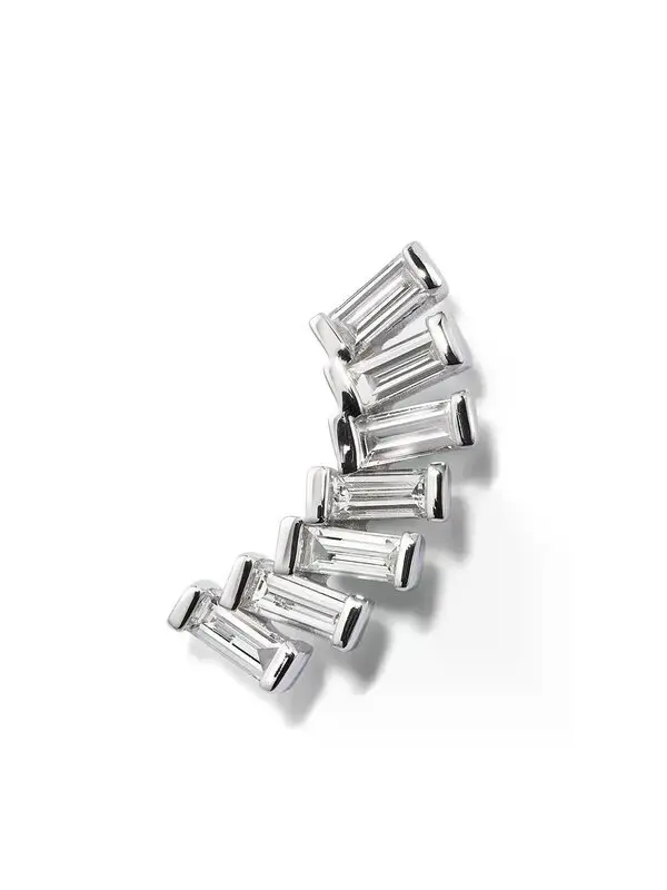 PERSEE 18k White Gold Baguette Diamond Earring - Silver