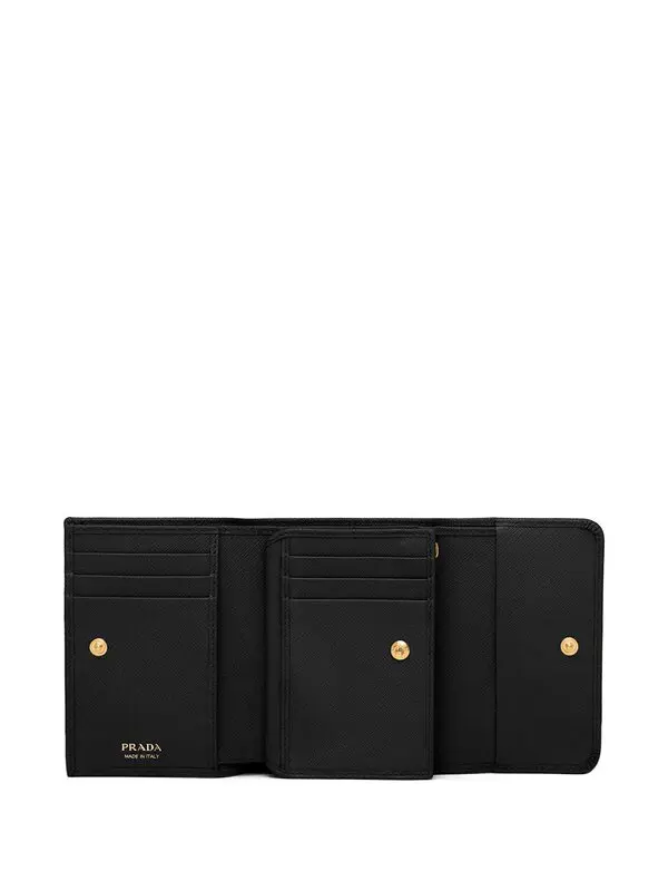 Prada Logo Plaque Wallet - Black