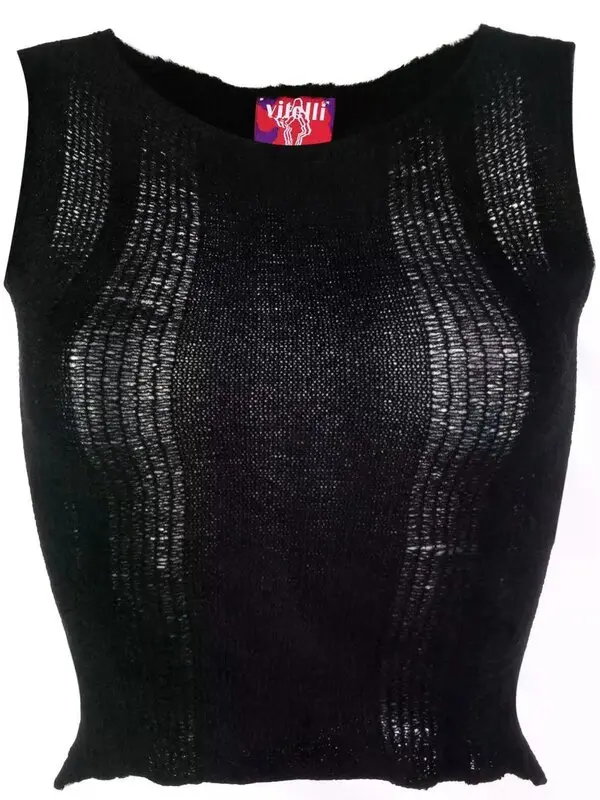 VITELLI Semi-sheer Knit Cropped Top