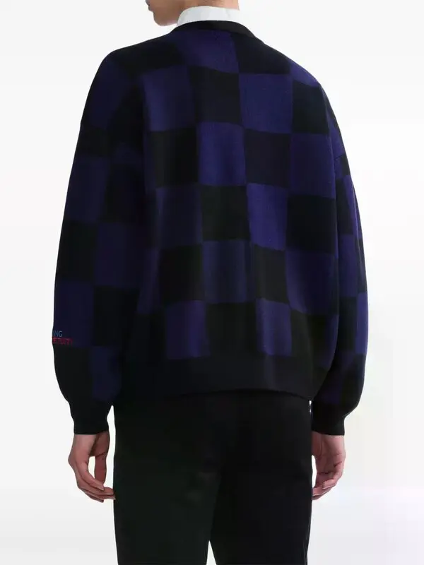 Fred Perry X Raf Simons Appliqué Checkered Cotton Cardigan