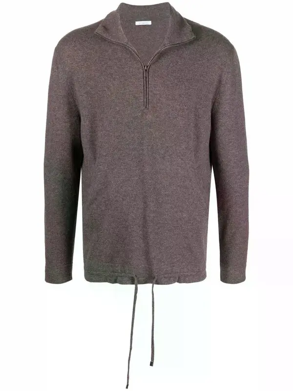 Malo Zip-placket Cashmere Pullover - Brown