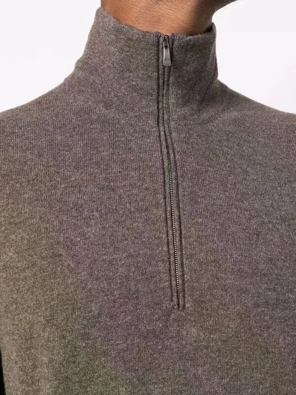 Malo Zip-placket Cashmere Pullover - Brown