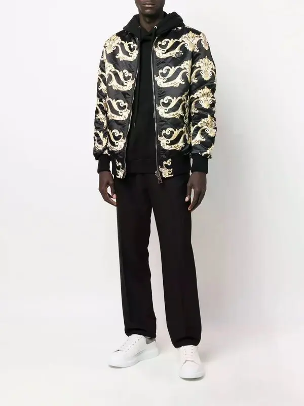 Philipp Plein Gothic-print Quilted Bomber Jacket