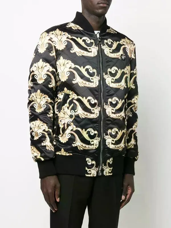 Philipp Plein Gothic-print Quilted Bomber Jacket