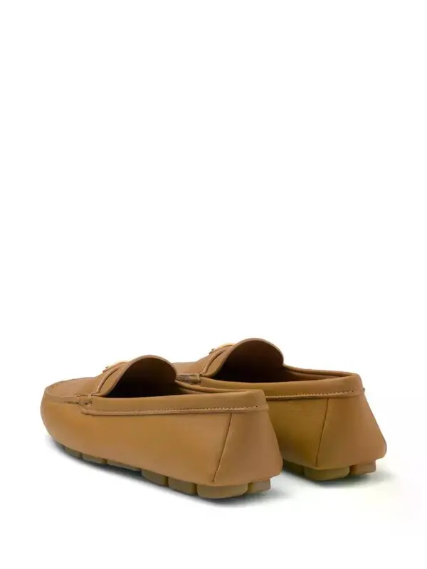Prada Enamel Triangle-logo Leather Loafers