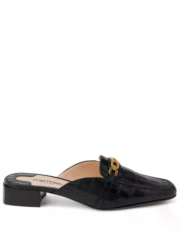 TOM FORD Whitney Crocodile-embossed Leather Mules