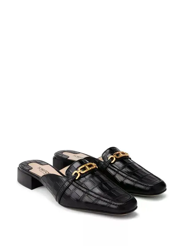 TOM FORD Whitney Crocodile-embossed Leather Mules