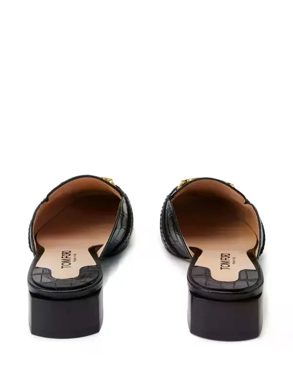 TOM FORD Whitney Crocodile-embossed Leather Mules