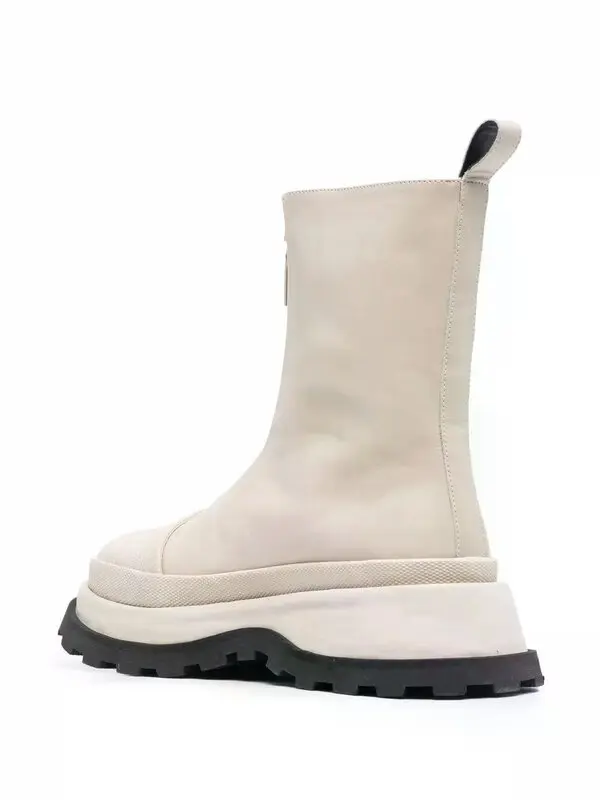 JIL SANDER Leather Front-zip Ankle Boots