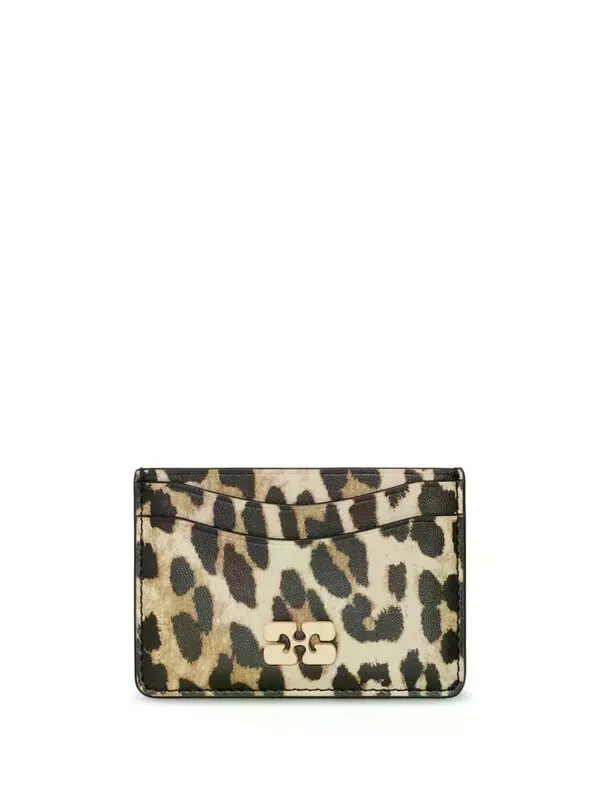 GANNI Leopard-print Cardholder - Brown
