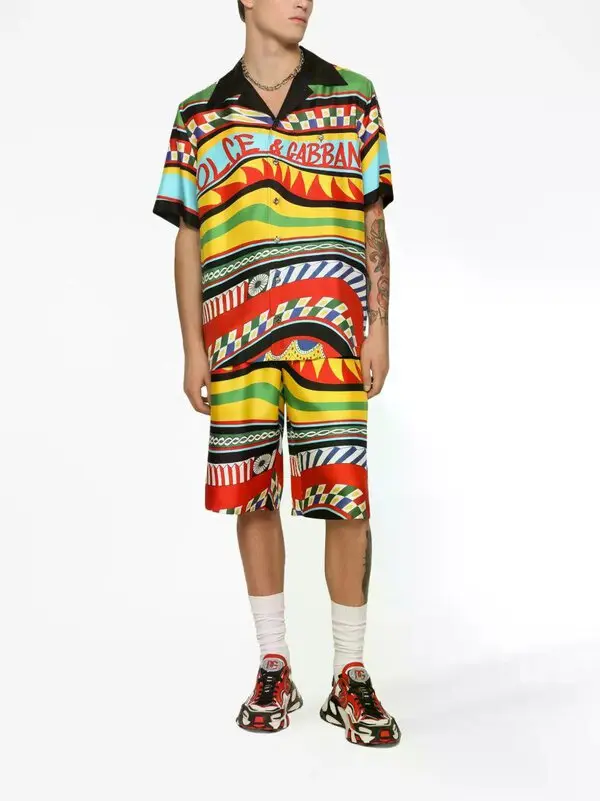 Dolce & Gabbana Printed Silk Bermuda Shorts