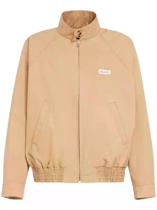Marni Logo-patch Cotton Bomber Jacket - Yellow