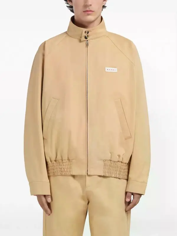 Marni Logo-patch Cotton Bomber Jacket - Yellow