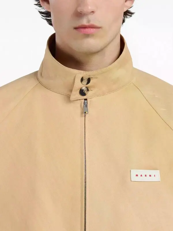 Marni Logo-patch Cotton Bomber Jacket - Yellow