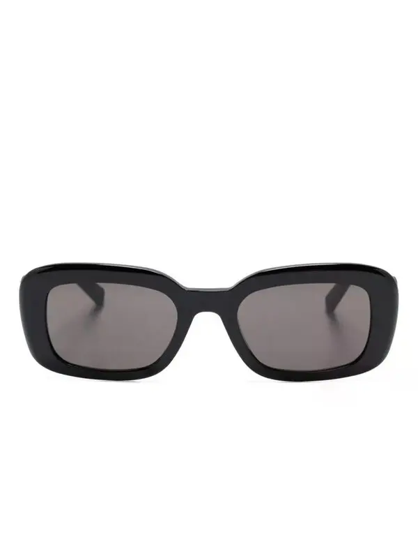 Saint Laurent Logo-plaque Rectangle Sunglasses - Black