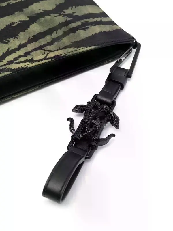 Roberto Cavalli Tiger-print Leather Pouch
