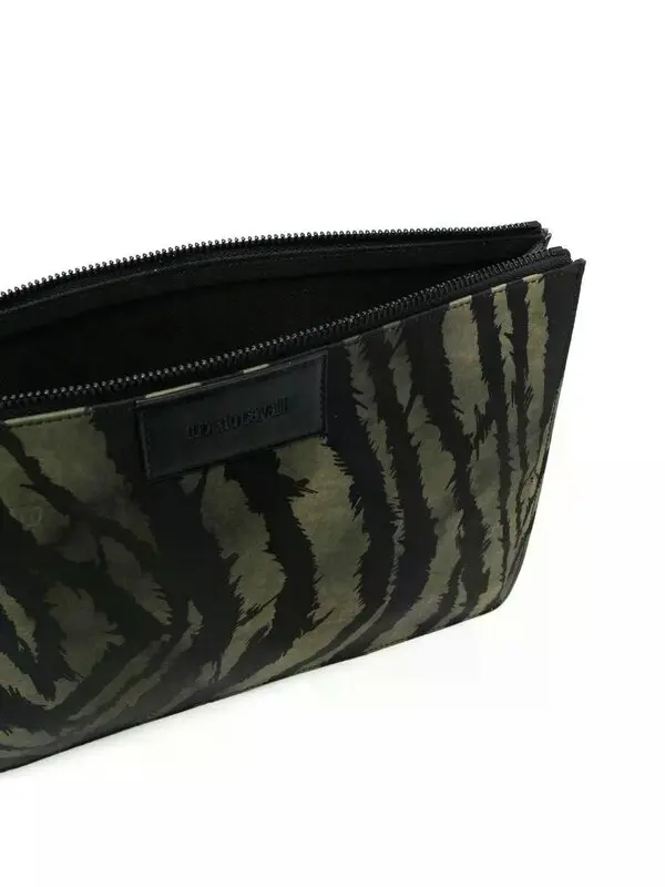 Roberto Cavalli Tiger-print Leather Pouch