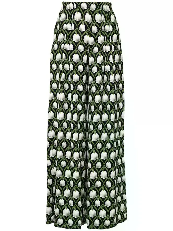 Agua Bendita Piñon Perla Floral-print Palazzo Trousers