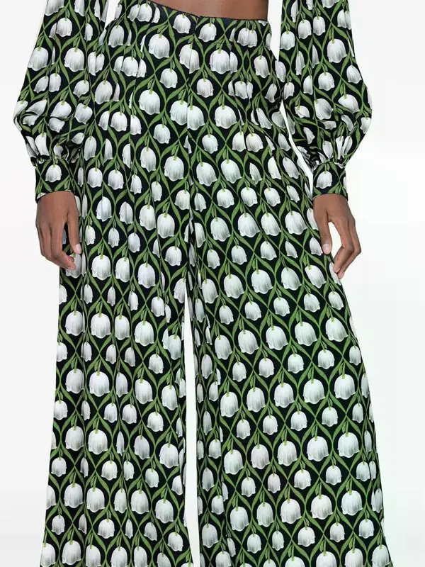 Agua Bendita Piñon Perla Floral-print Palazzo Trousers