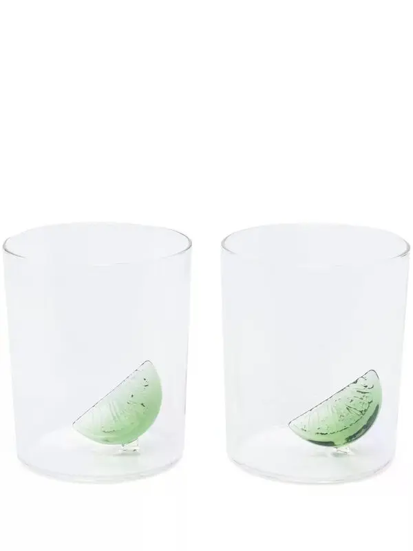 MAISON BALZAC Lime-cut Embellished Glass - Green