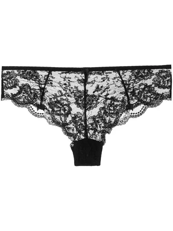 GILDA & PEARL Rita Lace-patterned Thong - Black