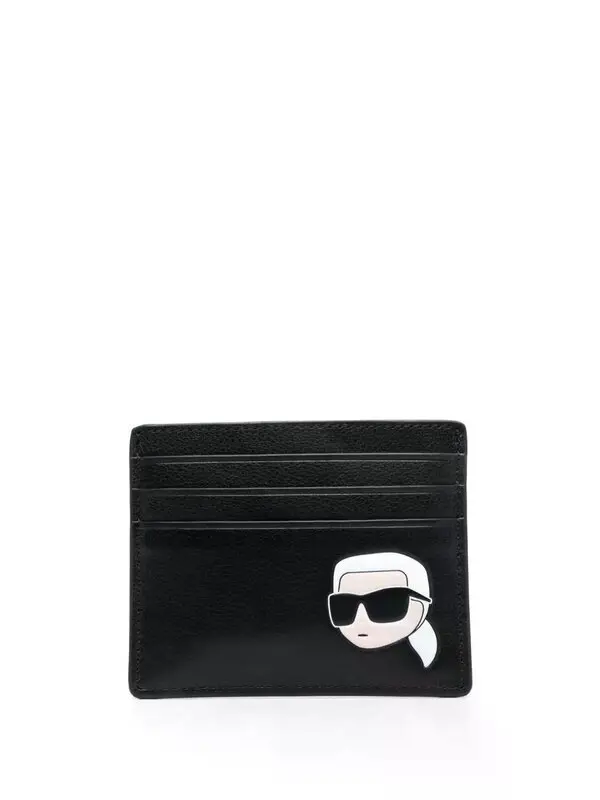 Karl Lagerfeld Ikon Leather Card Holder - Black