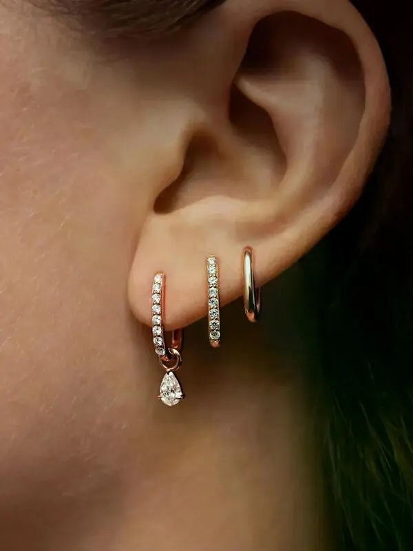 LOEV 14k Rose Allday Diamond Hoop Earrings