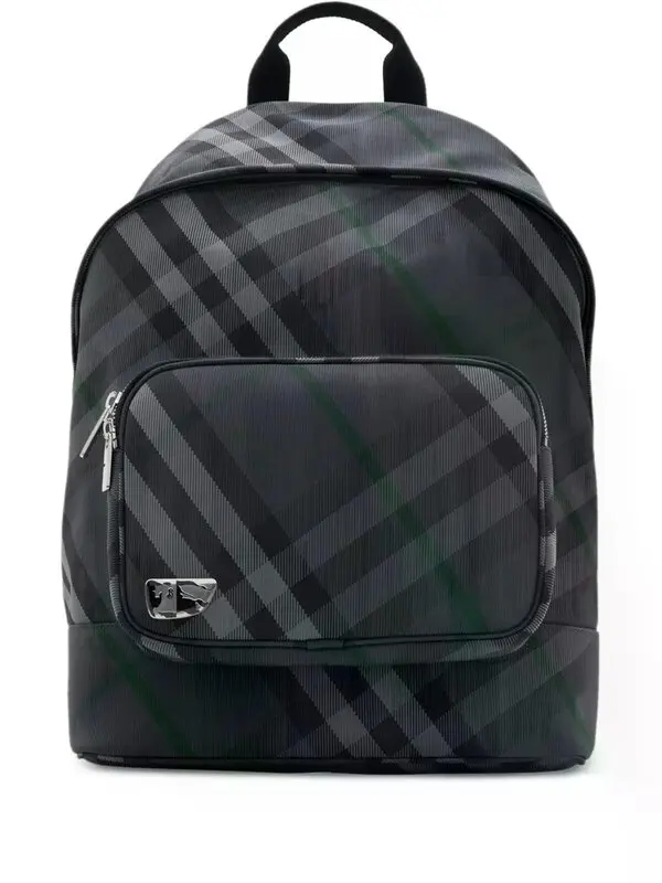 Burberry Equestrian Knight Motif Grid Backpack - Grey