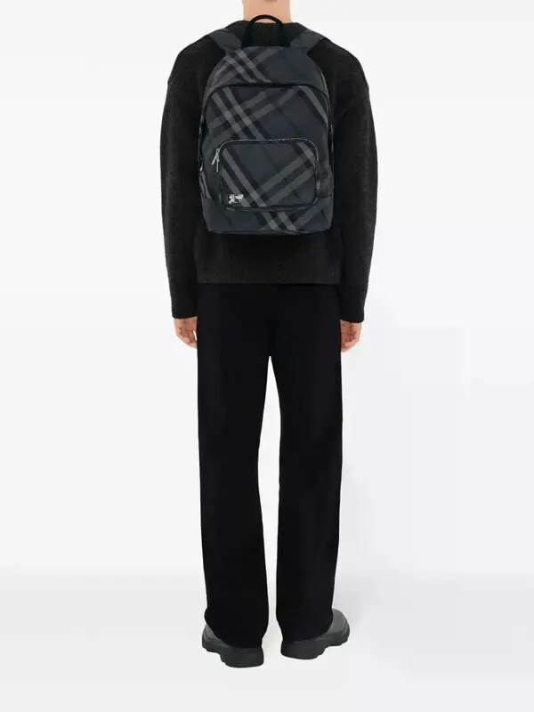 Burberry Equestrian Knight Motif Grid Backpack