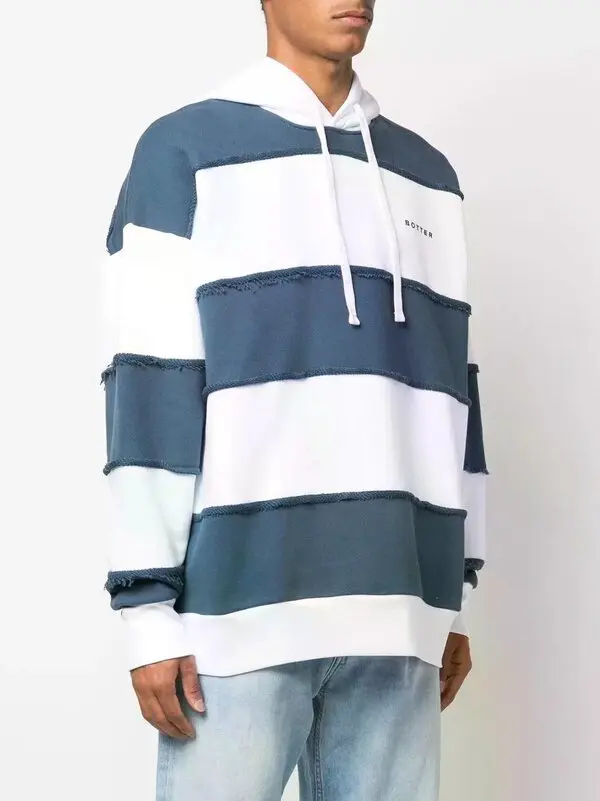 BOTTER Striped Jersey Hoodie With Logo - White
