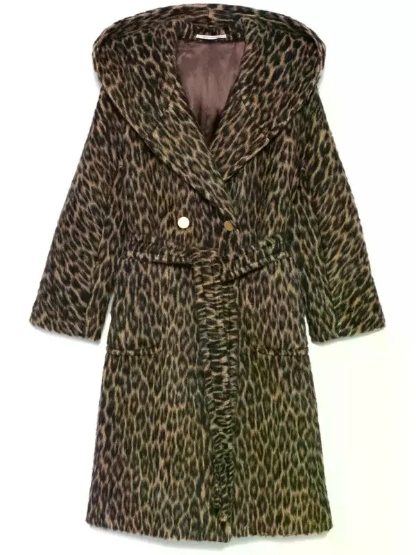 Tagliatore Daisy Leopard Print Virgin Wool Blend Coat