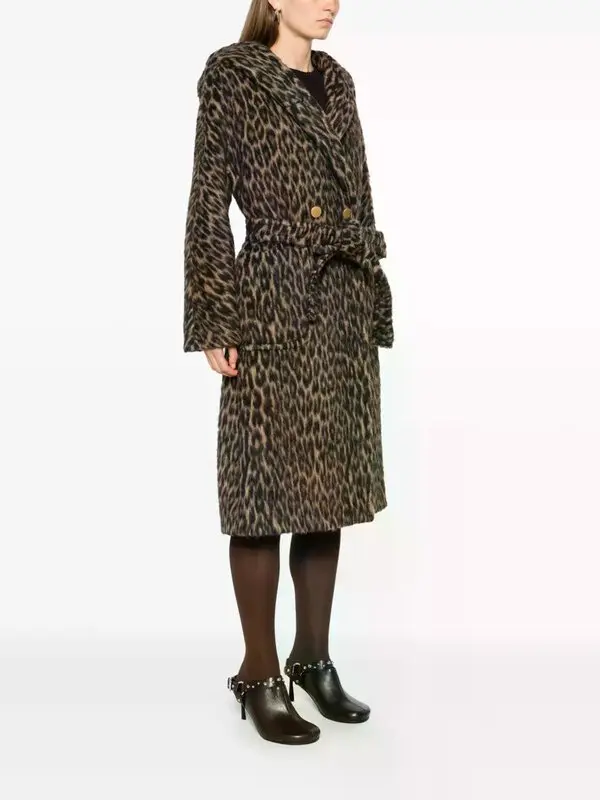 Tagliatore Daisy Leopard Print Virgin Wool Blend Coat