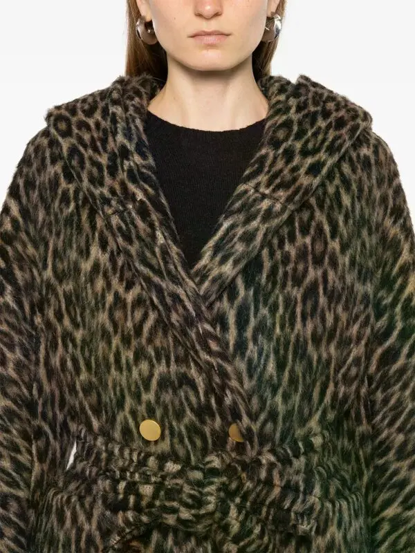 Tagliatore Daisy Leopard Print Virgin Wool Blend Coat
