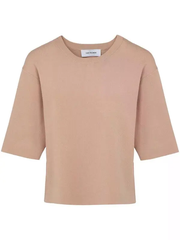 YVES SALOMON Knitted Cropped T-shirt