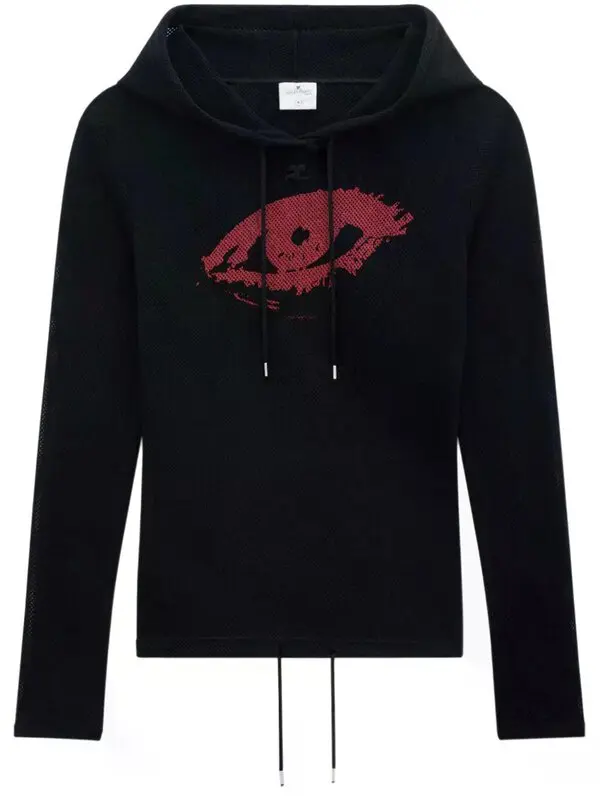 COURREGES Graphic-print Mesh Hoodie