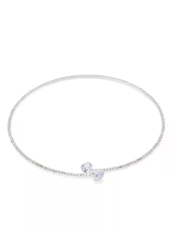HZMER JEWELLERY Heart-charm Crystal-embellished Necklace - Silver