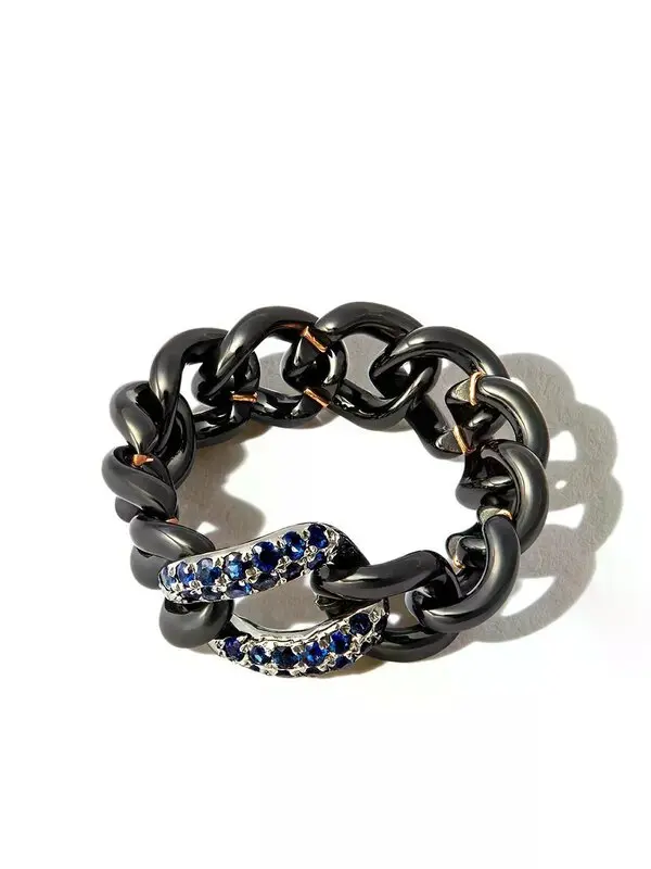 Shay 18k Gold Jumbo Link Ring - Black