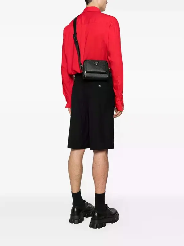 Prada Enamel-logo Saffiano Leather Messenger Bag