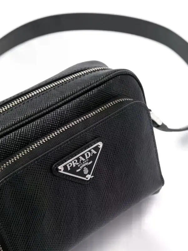 Prada Enamel-logo Saffiano Leather Messenger Bag
