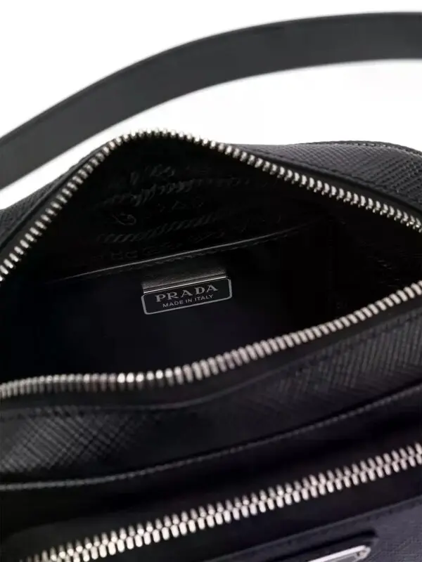 Prada Enamel-logo Saffiano Leather Messenger Bag