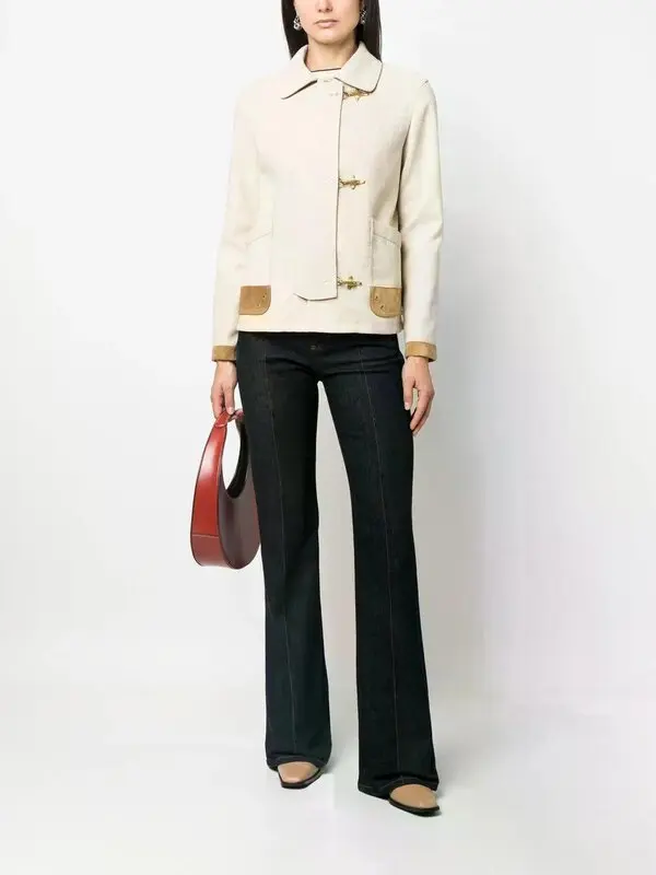 FAY Fitted Jacket With Contrasting Trim - Neutrals